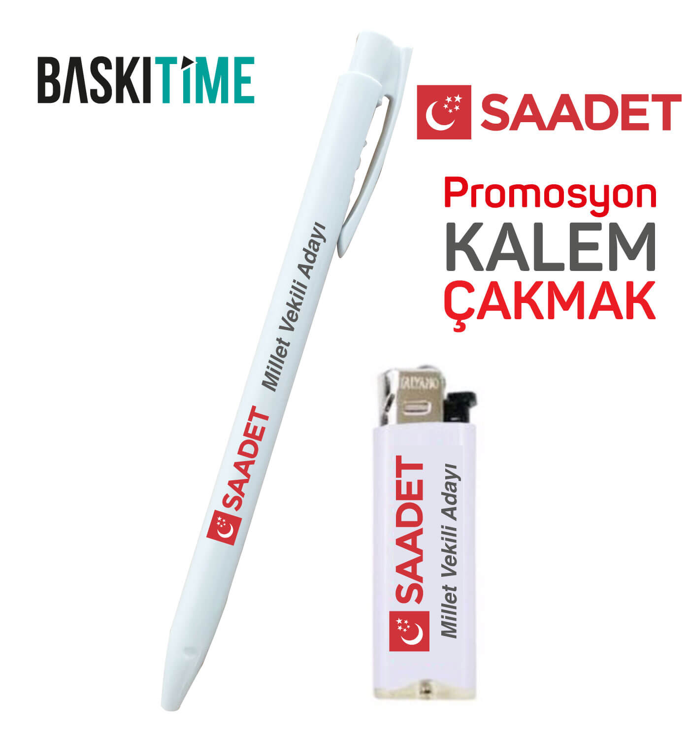 Saadet Partisi Promosyon Kalem Çakmak - BASKI TİME